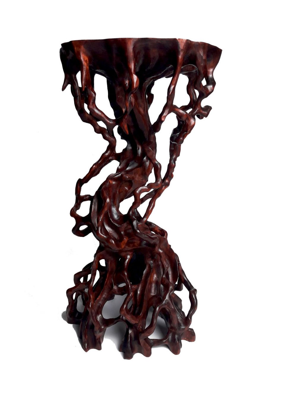 Root stand tall wood carved display stand for shohin bonsai tree 根卓 ...