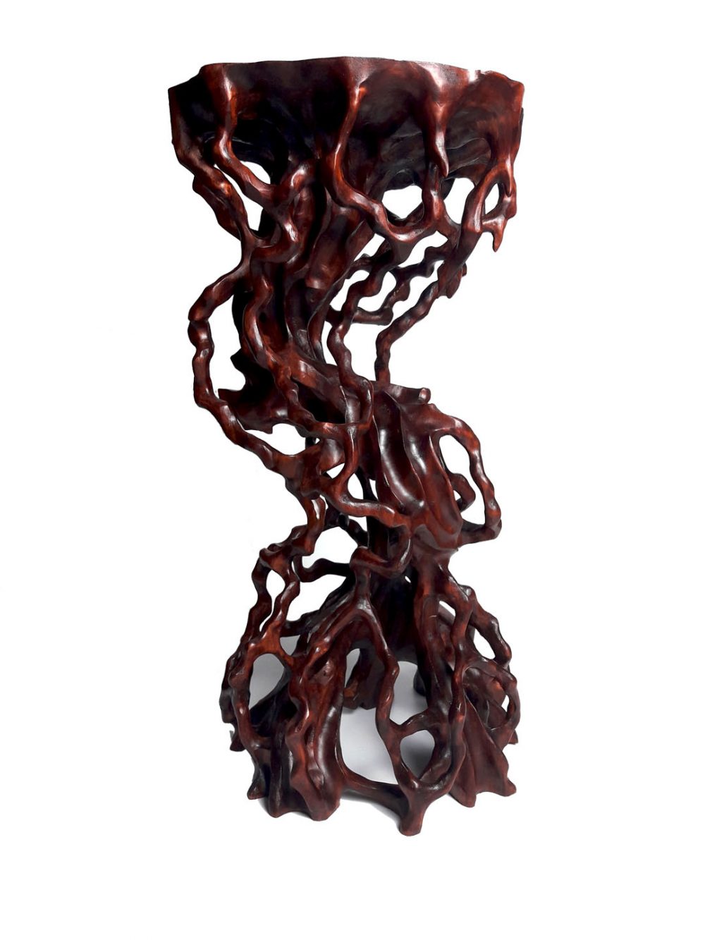 Root stand tall wood carved display stand for shohin bonsai tree 根卓 ...