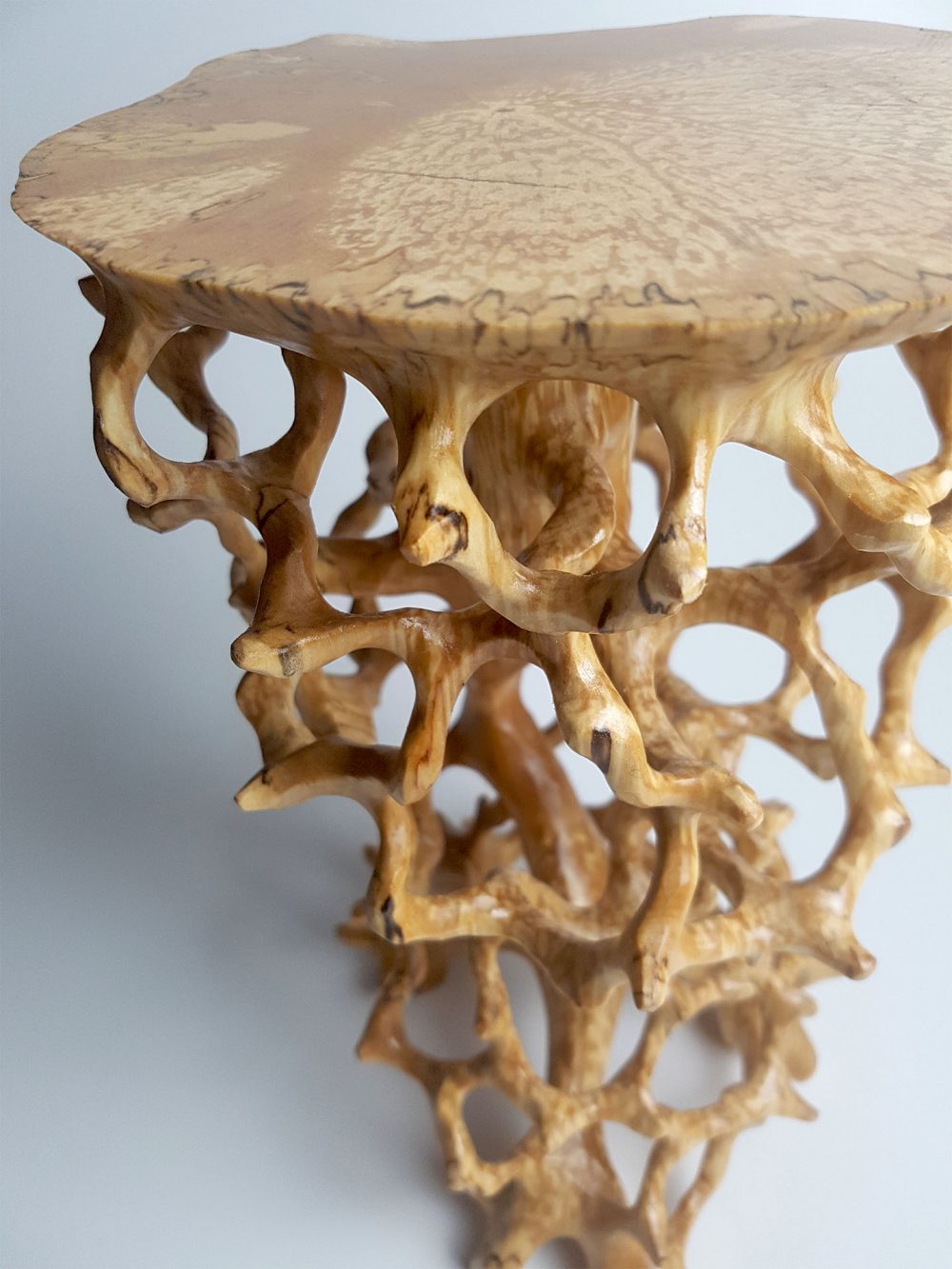 Bonsai tall spalted wood display stand % - Rootstands