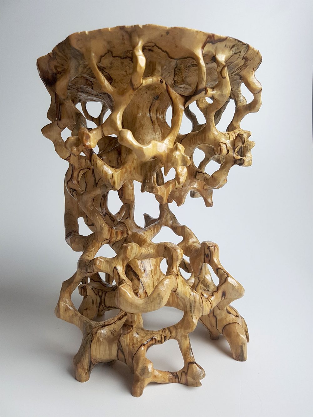 Spalted wood modern bonsai display root stand % - Rootstands