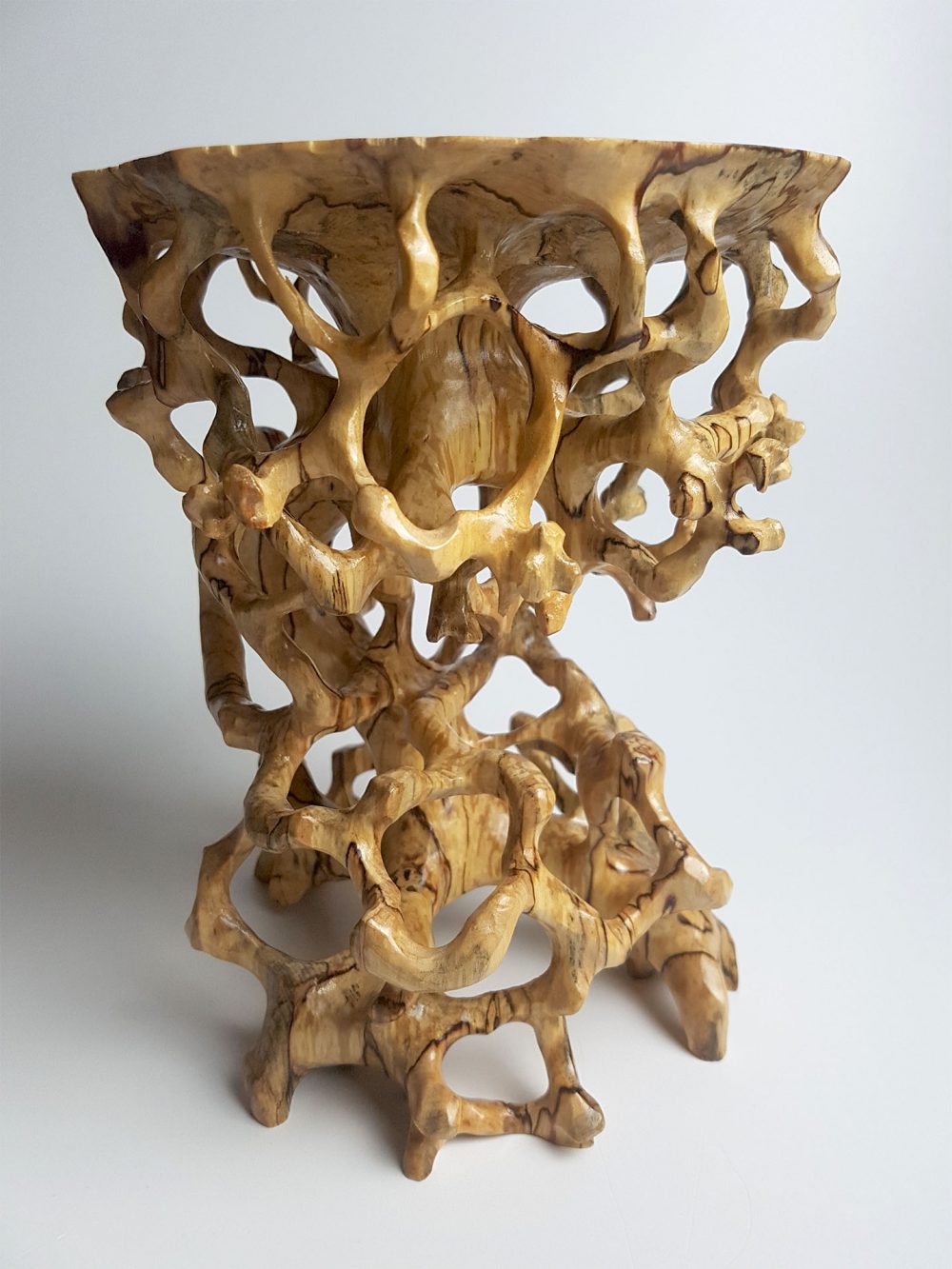 Spalted wood modern bonsai display root stand % - Rootstands