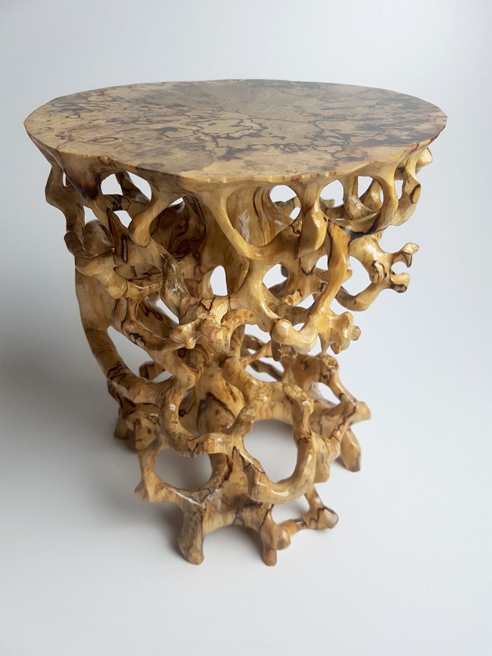 Spalted wood modern bonsai display root stand % - Rootstands