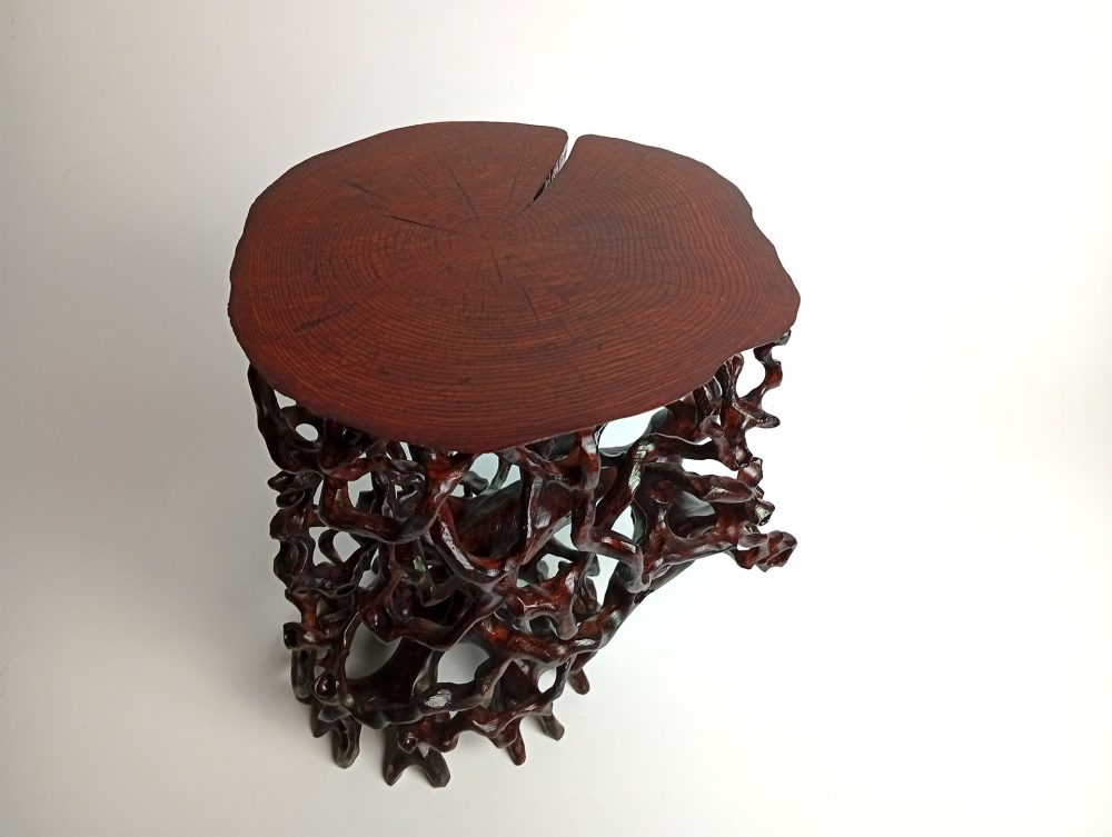 Bonsai tall root stand - hard wood carved detailed table base ...